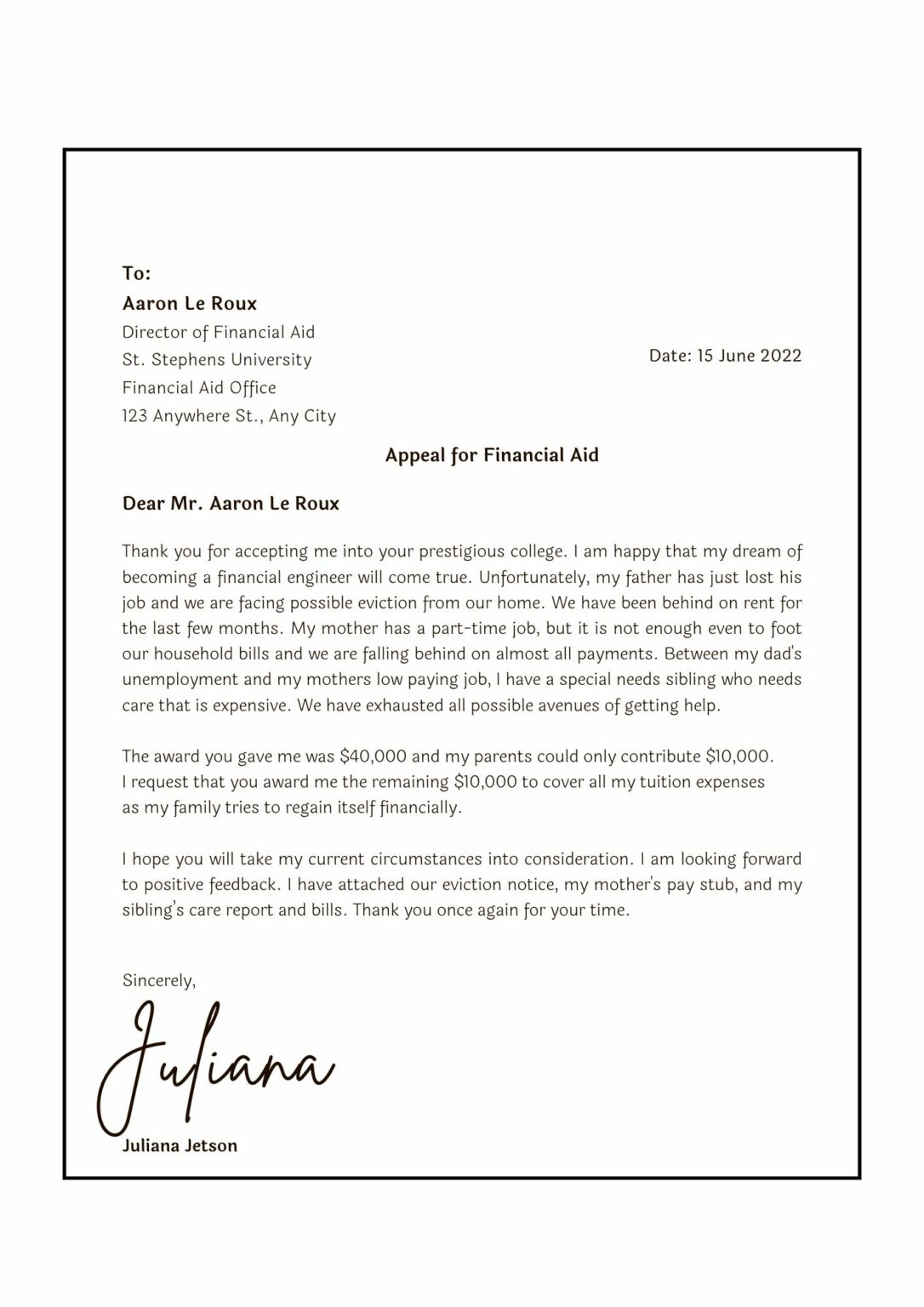 How To Write A Financial Aid Appeal Letter with Samples - Scholaroo